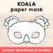 Koala Mask Printable, Koala Costume, Koala Birthday Theme Australian ...