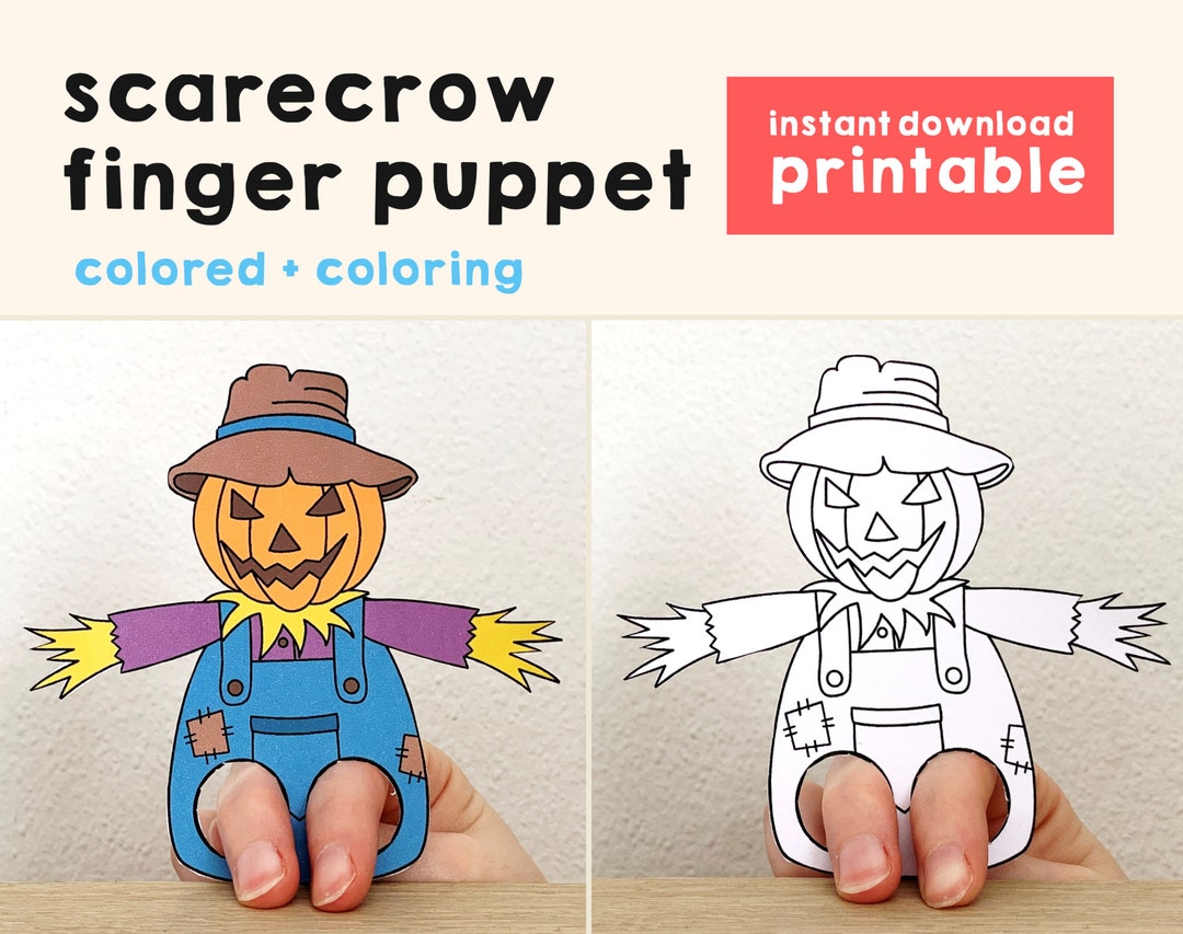 Scarecrow Paper Craft Printable Halloween Spooky Day Finger - Etsy
