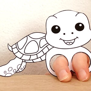 Sea Turtle Paper Craft Printable Ocean Sea Beach Animal Finger Puppet ...
