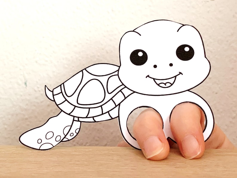 Sea Turtle Paper Craft Printable Ocean Sea Beach Animal Finger - Etsy