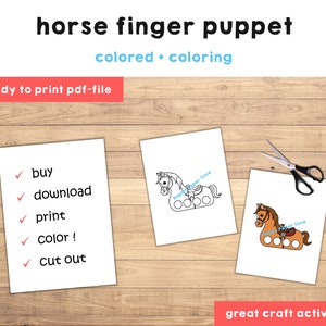 Horse Paper Craft Printable Wild West Finger Puppet Kids Craft Kids ...