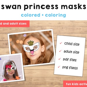 Swan Princess Party Printable Masks Fairytale Kids Party Mask Swan ...