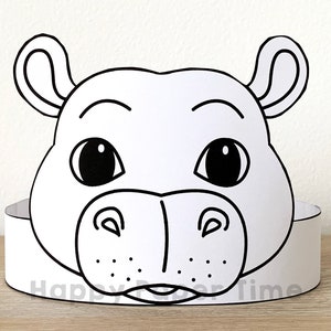 Hippo Paper Crown Party Coloring Printable Kids Craft African Birthday ...