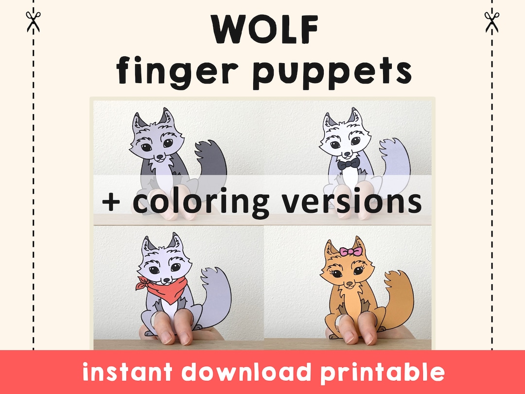 Wolf Puppet Paper Craft Printable Finger Puppet Kids Craft Animal ...