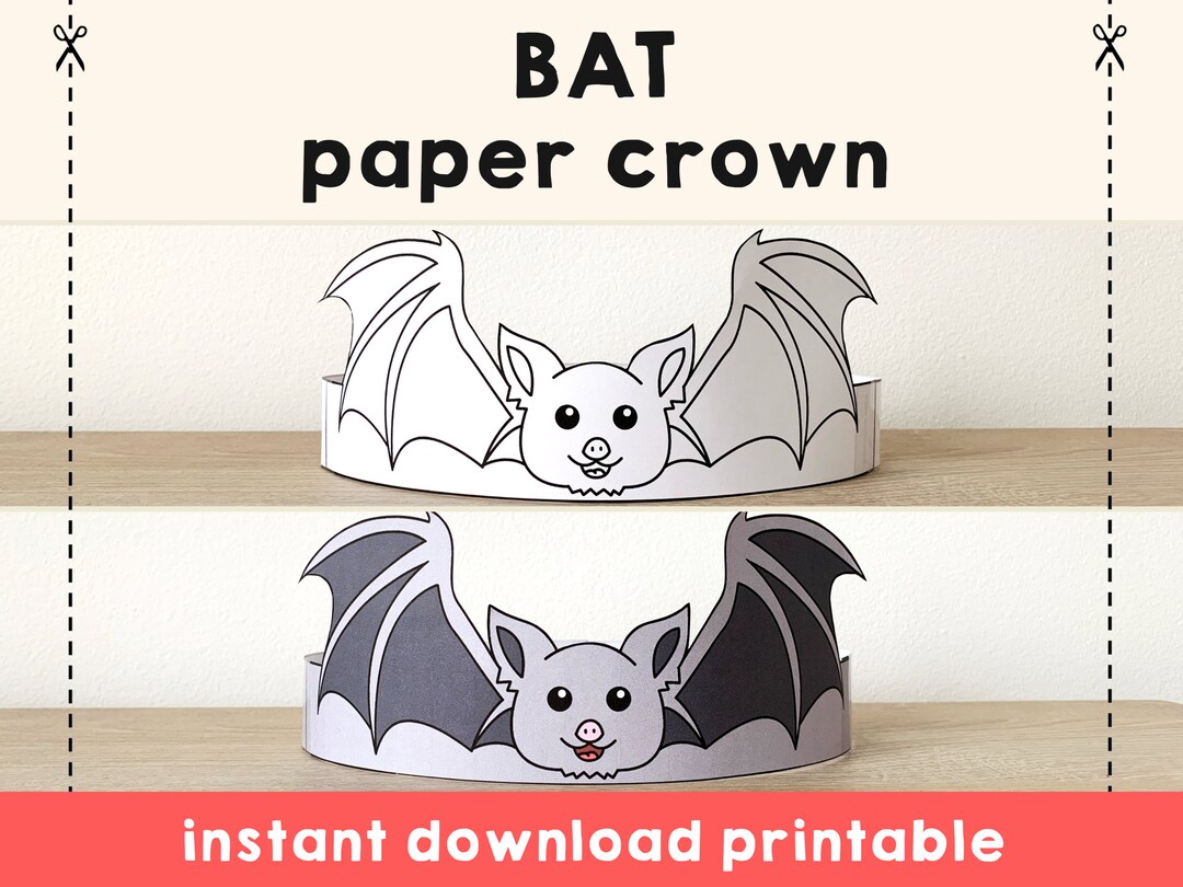 Bat Paper Crown Template Halloween Party Headband Coloring Printable ...