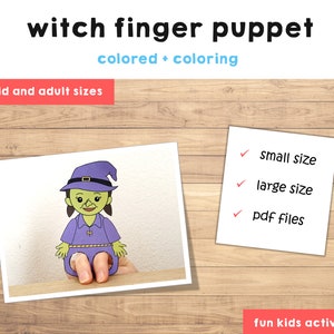 Witch Paper Craft Printable Halloween Spooky Day Finger Puppet Kids ...
