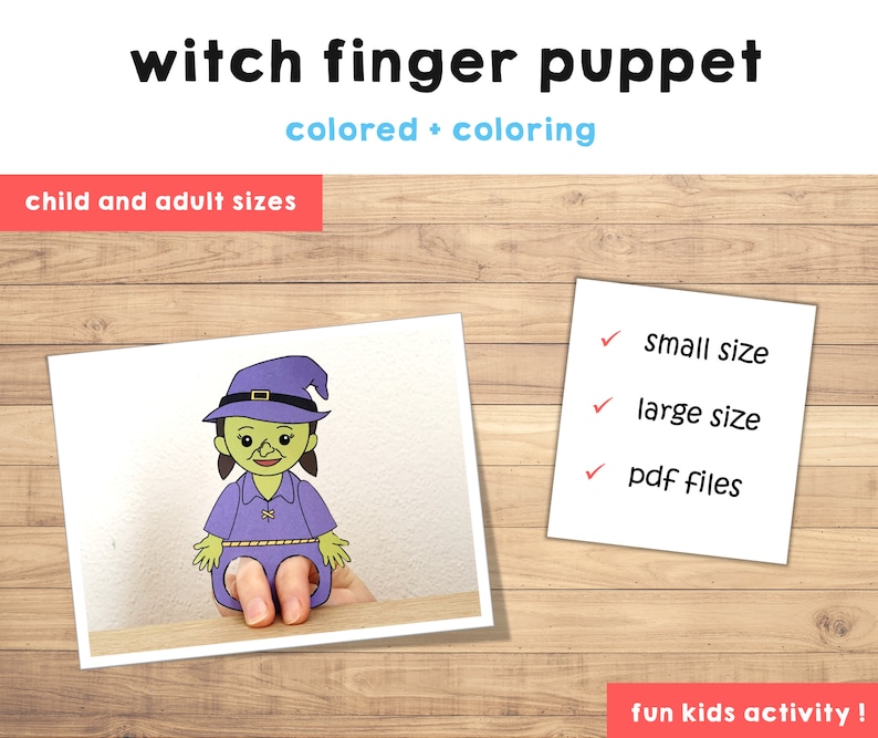 Witch Paper Craft Printable Halloween Spooky Day Finger Puppet - Etsy