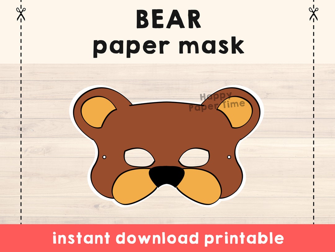 Bear Costume Animal Mask DIY Craft Kids - Bear Mask - Bear Party ...
