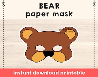 Printable Black Bear Paper Mask Gift Home Decor Woodland - Etsy