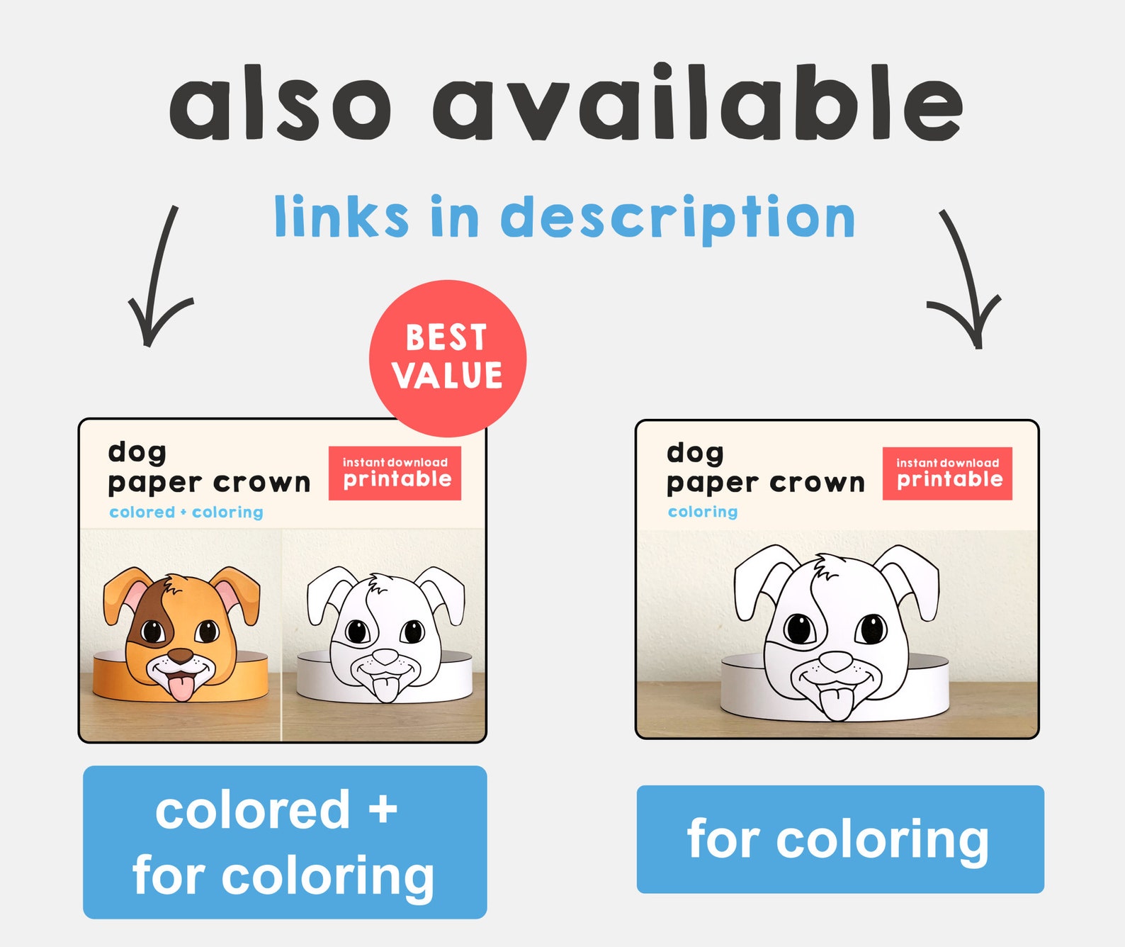 Dog Paper Crown Headband Pet Animal Printable Kids Craft Puppy - Etsy