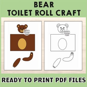 Bear Toilet Paper Roll Craft Forest Woodland Party Coloring Printable ...