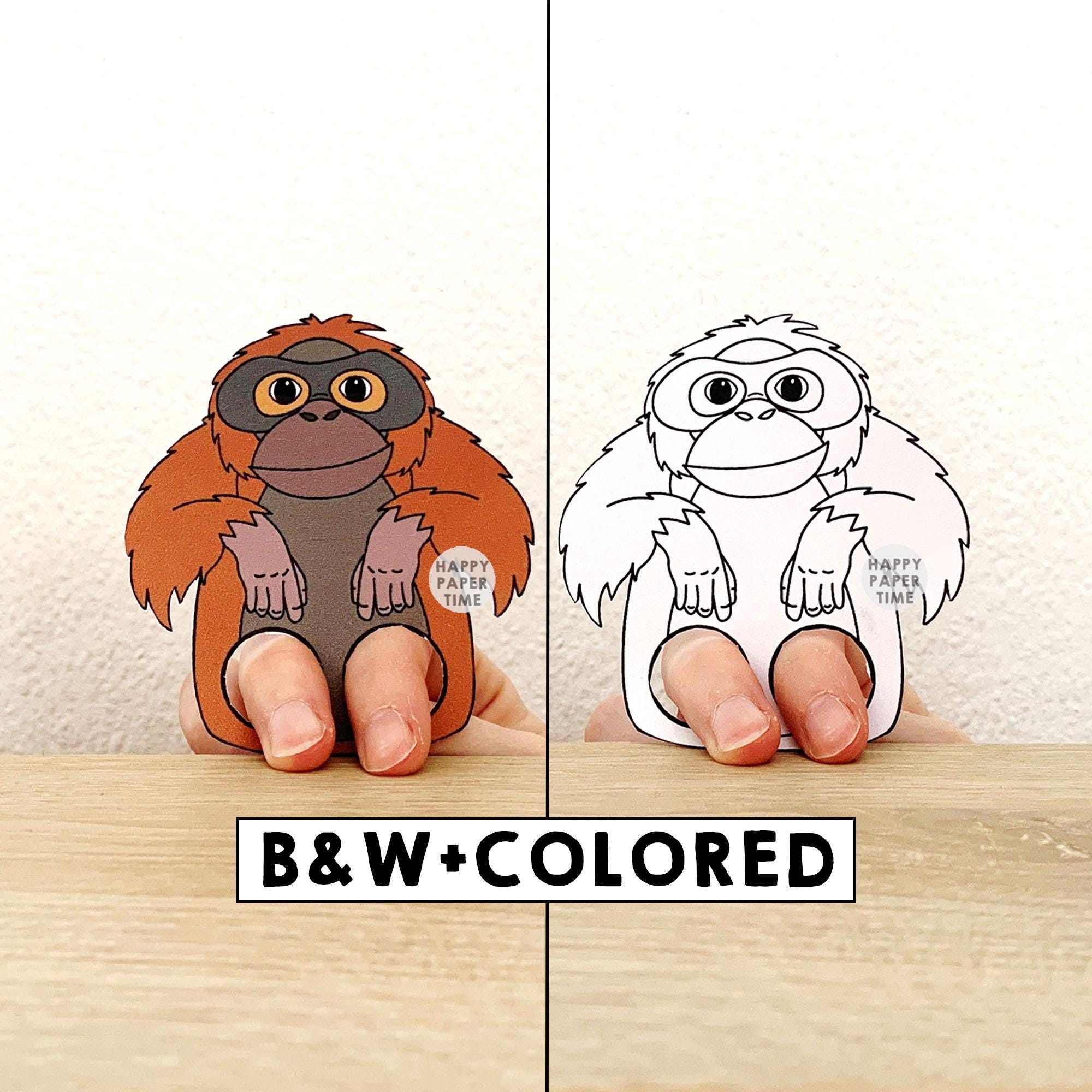 Orangutan Paper Craft Printable Asian Animal Finger Puppet Kids Craft ...