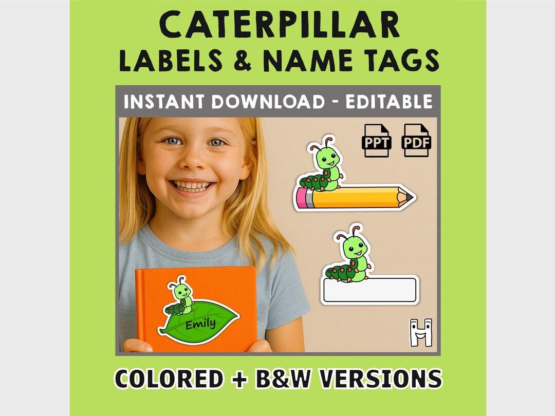 Caterpillar Name Tags Classroom Labels Bug Insect Animal Spring ...