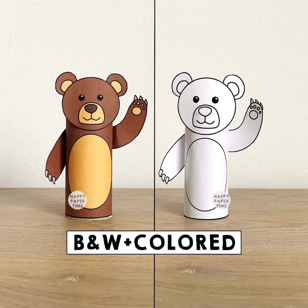 Bear Toilet Paper Roll Craft Forest Woodland Party Coloring Printable ...