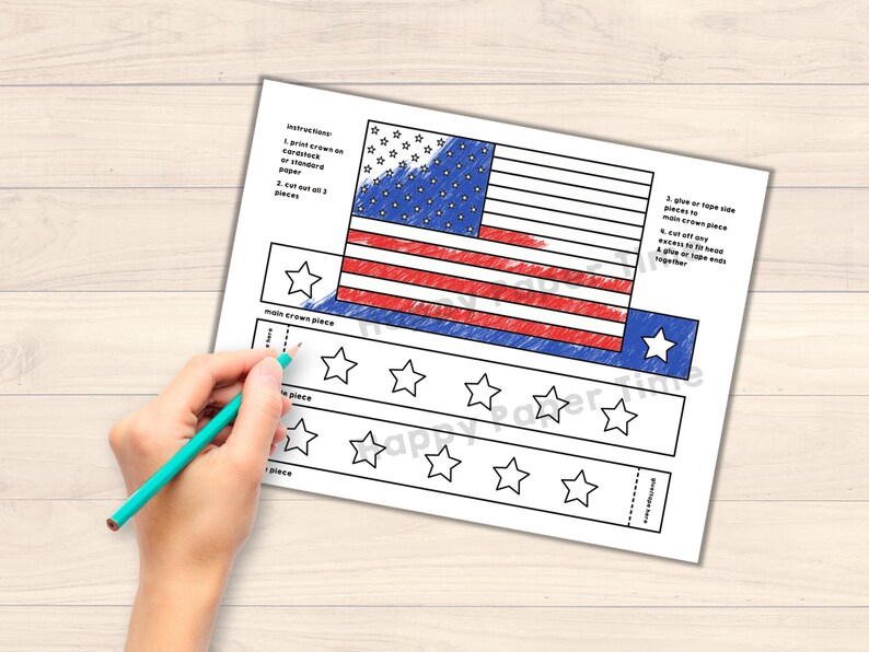 American Flag Paper Crown 4th of July Patriotic Headband - Etsy