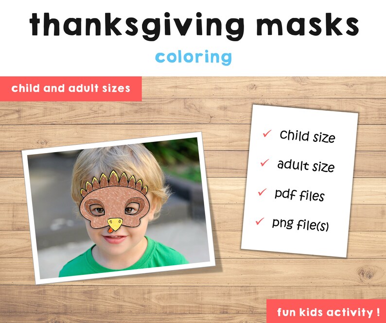 Thanksgiving Masks Coloring, Thanksgiving Play Masks, Thanksgiving ...
