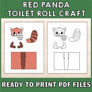 Red Panda Toilet Paper Roll Craft Asian Animal Jungle Party Coloring ...