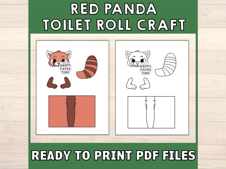 Red Panda Toilet Paper Roll Craft Asian Animal Jungle Party Coloring ...