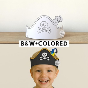 Pirate Hat Paper Crown Template Pirate Captain Party Headband Coloring ...