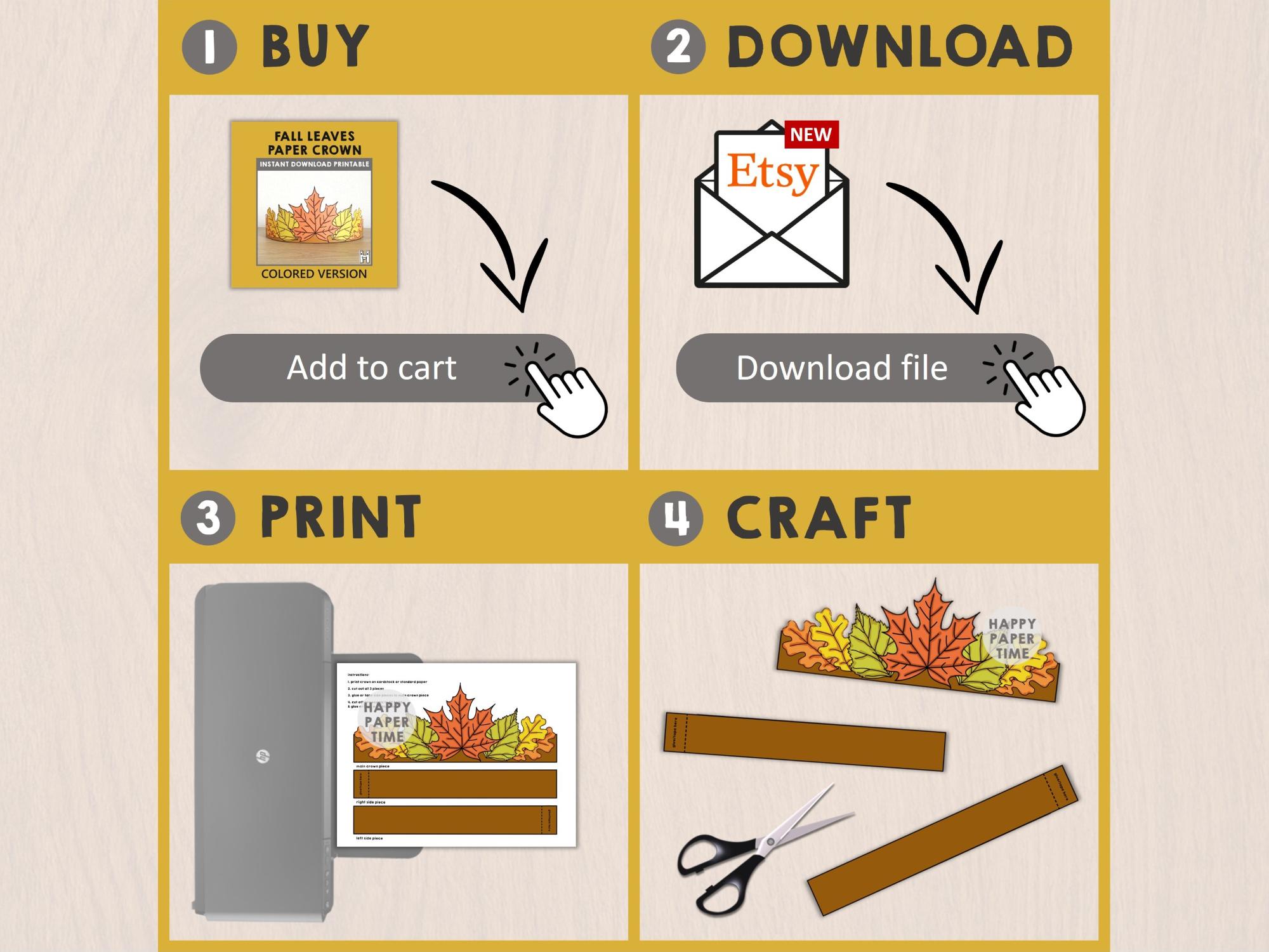 Fall Leaves Paper Headband Crown Thanksgiving Autumn Party Printable ...
