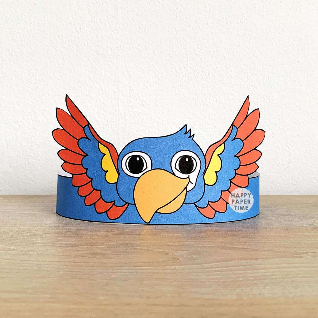 Parrot Paper Crown Headband Hat Pet Activity Animal Printable Kids ...