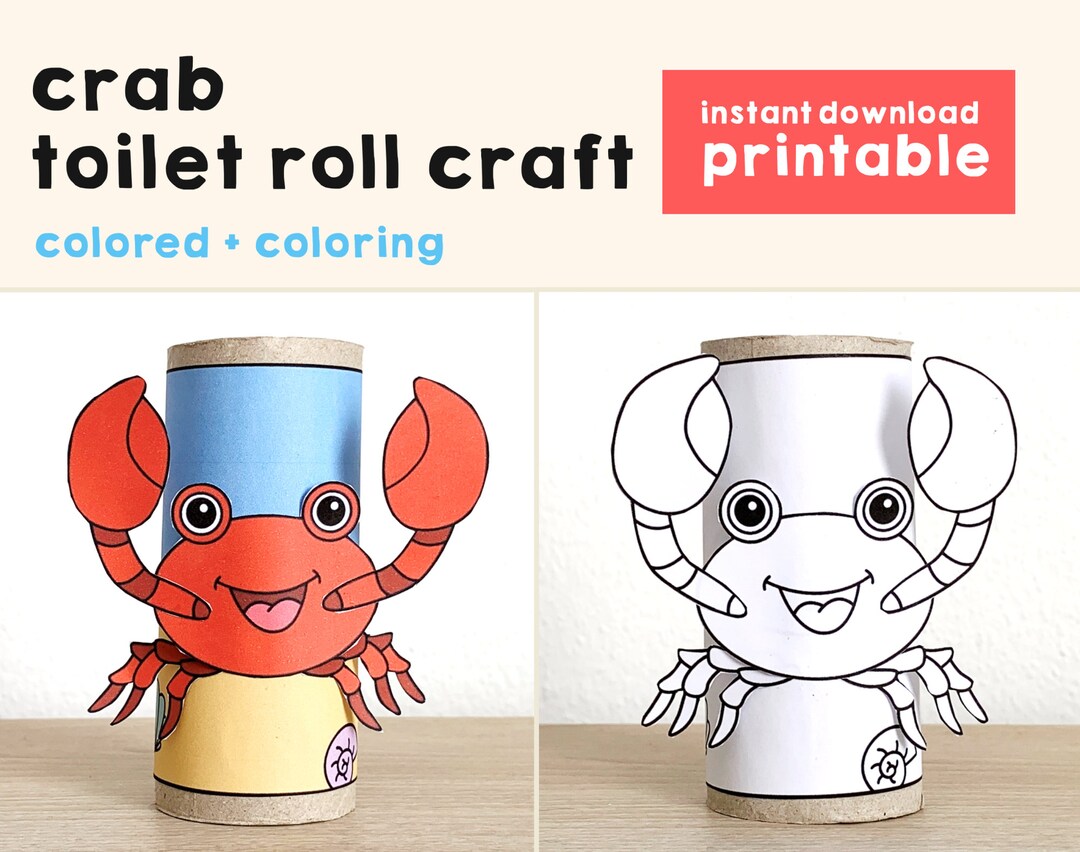 Crab Toilet Paper Roll Craft Ocean Animal Beach Sea Party - Etsy