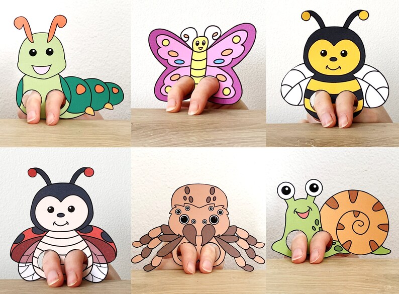 Bugs Insects Paper Craft Printable Finger Puppet Template Kids | Etsy