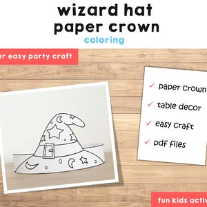 Wizard Hat Paper Crown Template Fantasy Party Headband Coloring ...