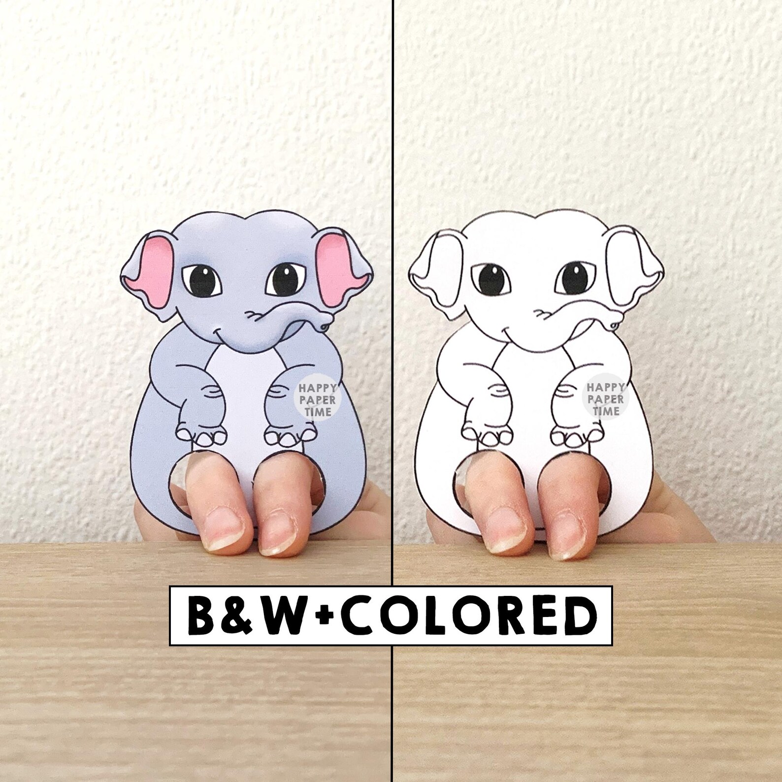 Asian Elephant Paper Craft Printable Asian Animal Finger Puppet Kids ...
