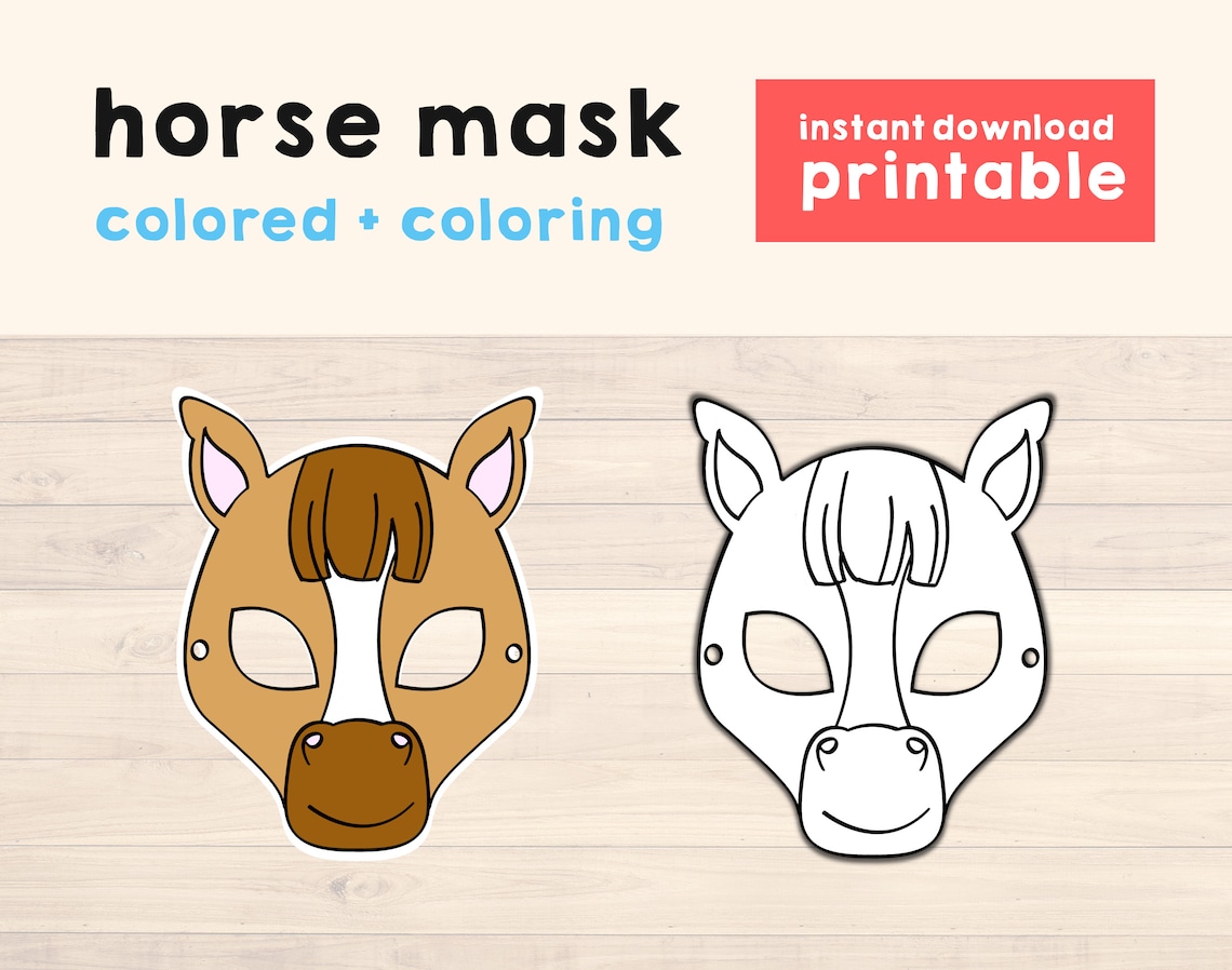 Horse Mask Animal Mask Party Favor Pony Mask Pony Printable - Etsy