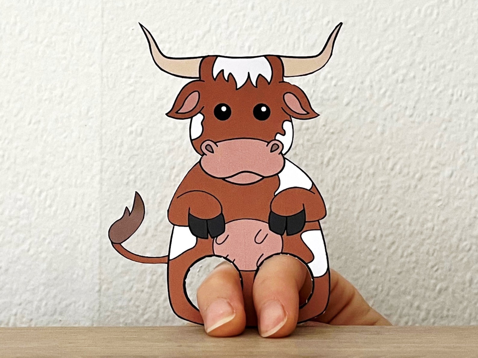 Longhorn Cow Paper Craft Printable Wild West Finger Puppet Kids Craft ...