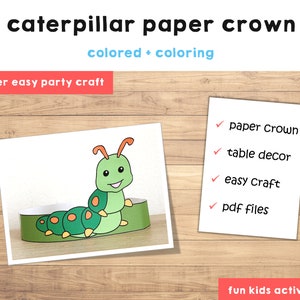 Caterpillar Paper Crown Headband Party Coloring Printable Kids Craft ...