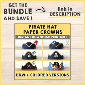 Pirate Hat Paper Crown Template Pirate Captain Costume Party Headband ...