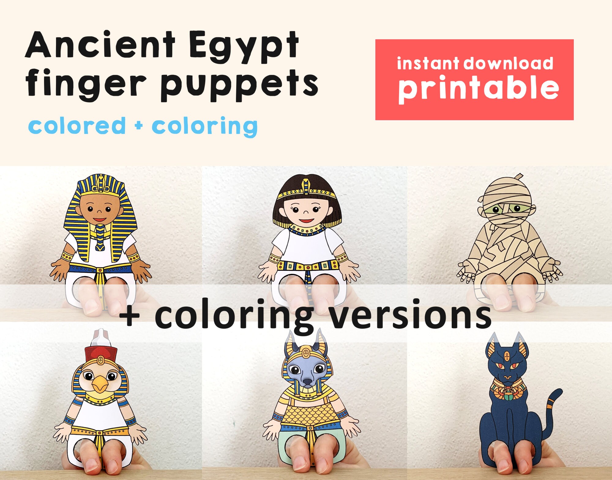 Ancient Egypt Paper Craft Printable Finger Puppet Template | Etsy UK