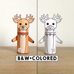 Reindeer Toilet Paper Roll Craft Christmas Party Coloring Printable ...