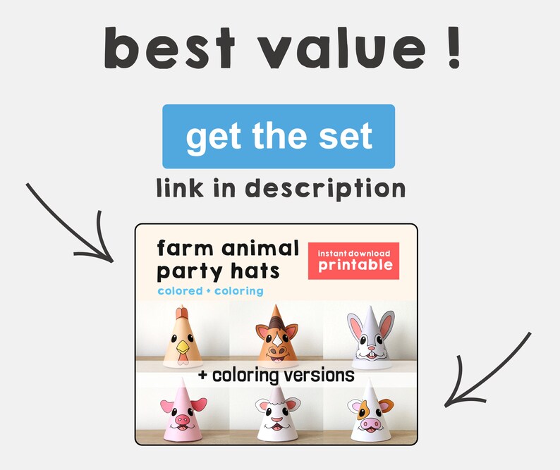 Horse party hat paper printable Template Print Farm animal | Etsy