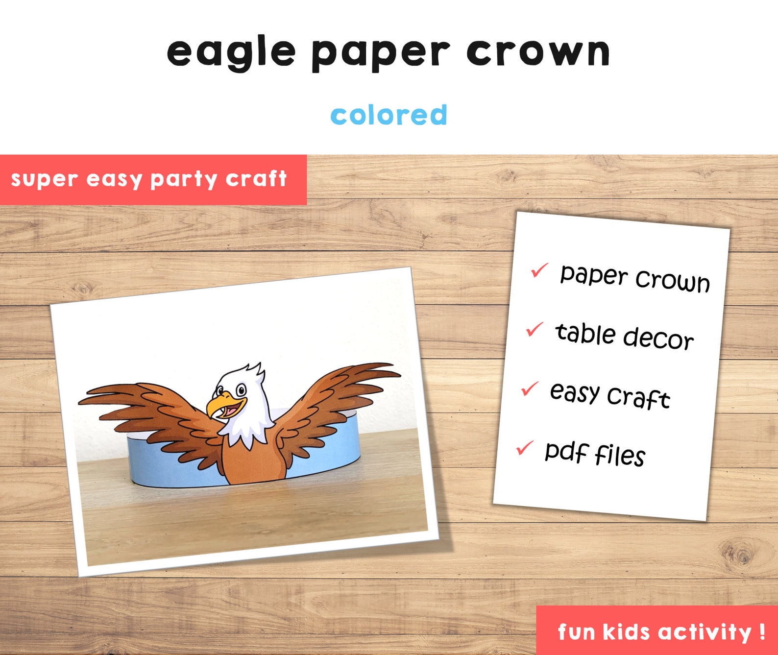 Eagle Paper Crown Party Activity Printable Kids Costume Craft America ...