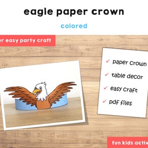 Eagle Paper Crown Party Activity Printable Kids Costume Craft America ...