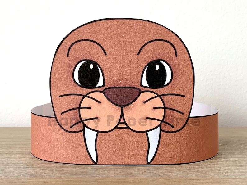 Walrus Paper Crown Party Coloring Printable Kids Craft Polar Ocean ...