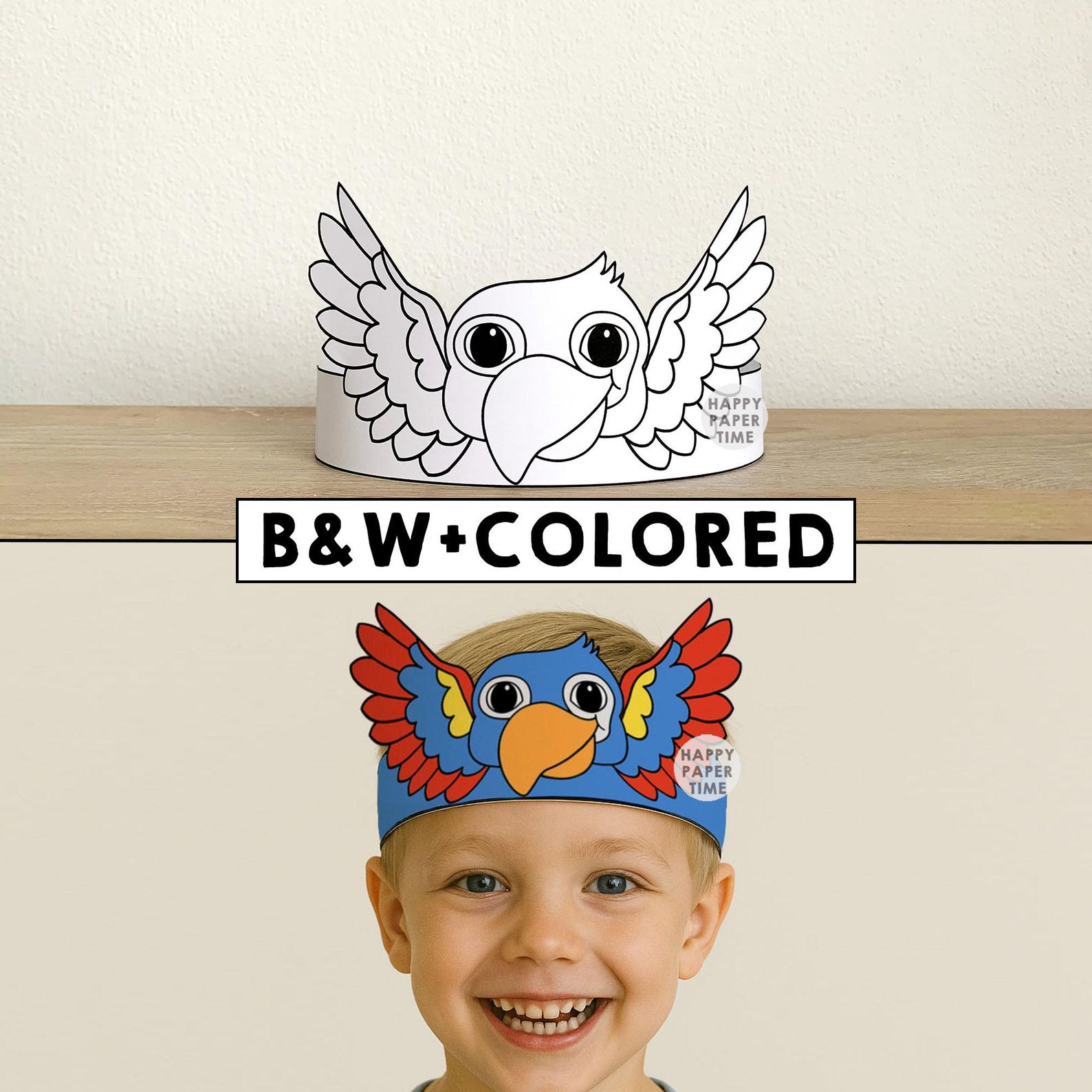 Parrot Paper Crown Headband Pet Animal Printable Kids Activity Craft ...