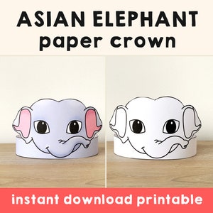 Elephant Paper Crown Party Coloring Printable Kids Craft Woodland ...