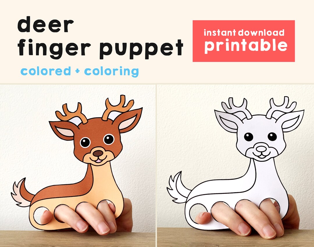 Deer Paper Craft Printable Woodland Animal Finger Puppet Kids - Etsy