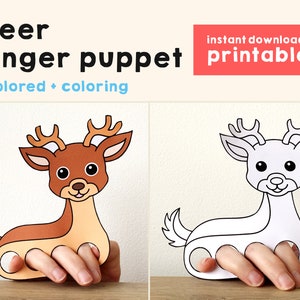 Deer Paper Craft Printable Woodland Animal Finger Puppet Kids - Etsy