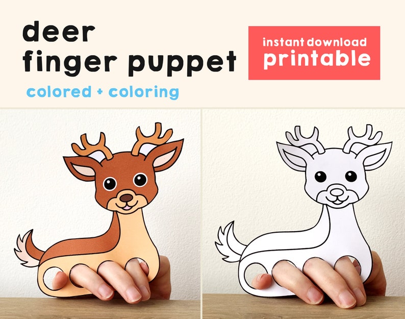 Deer Paper Craft Printable Woodland Animal Finger Puppet Kids - Etsy