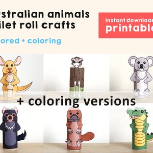Australian Animals Toilet Paper Roll Craft Wild Party Coloring ...