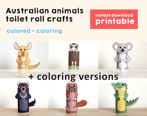 Australian Animals Toilet Paper Roll Craft Wild Party Coloring | Etsy