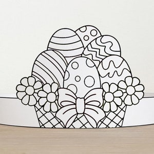 Easter Eggs Basket Paper Crown Coloring Headband Easter Cut Out Party ...