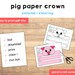 Pig Paper Crown Template Coloring Activity Printable Kids Craft Farm ...