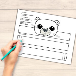 Polar Bear Paper Crown Party Coloring Paper Hat Printable Kids Craft ...
