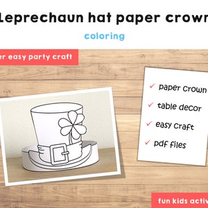 Leprechaun Hat Paper Crown Headband St Patrick's Day Party Coloring ...